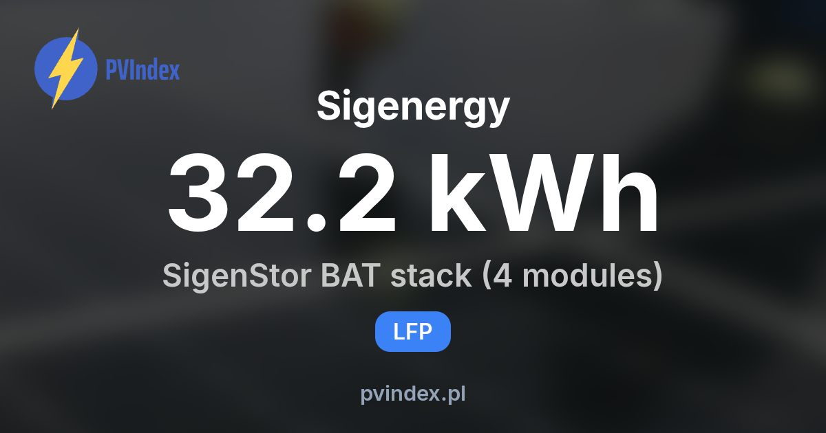 Sigenergy SigenStor BAT stack (4 modules) - specyfikacja techniczna ...